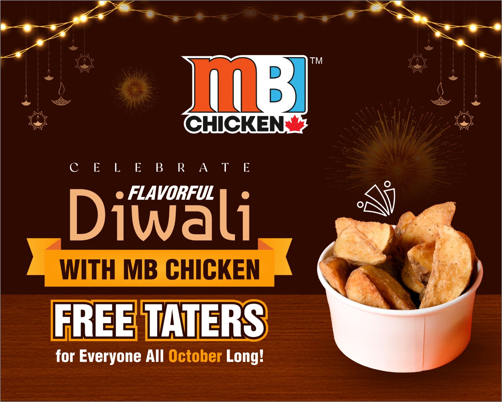 Diwali with MB Chicken: Enjoy Free Taters All October at Our Outlets